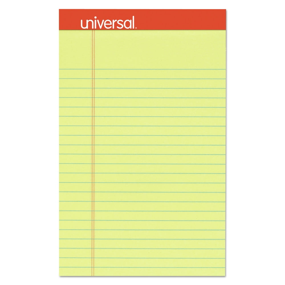 Universal Perforated Ruled Writing Pad, Narrow Rule, 5 x 8, Canary, 50 ...