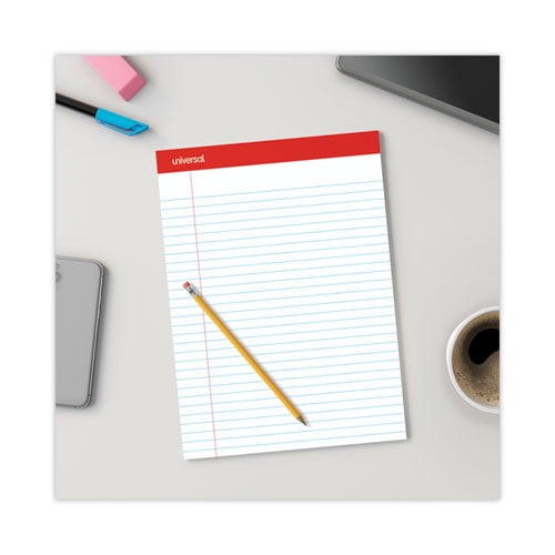 Universal Perforated Ruled Writing Pads, Wide/legal Rule, Red Headband ...