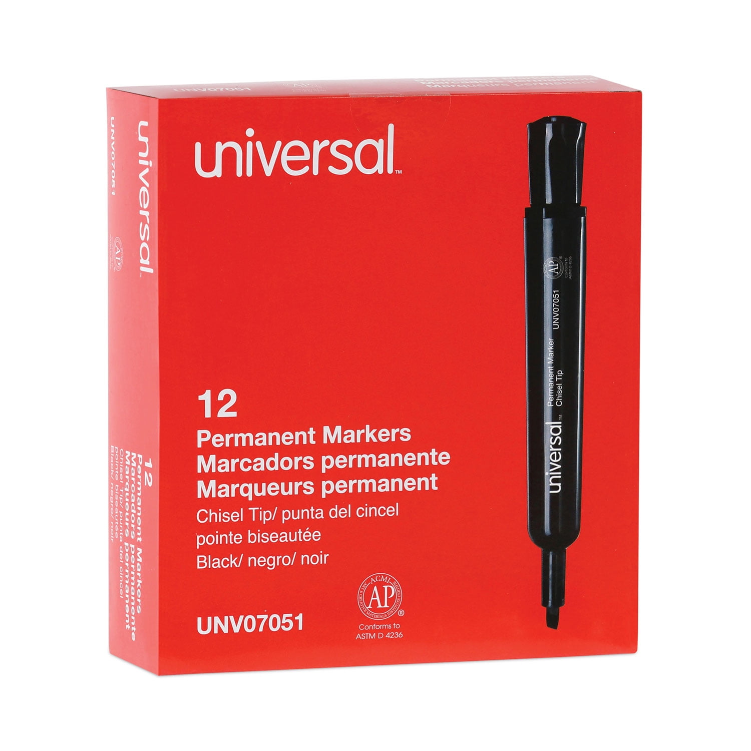 Universal Permanent Markers, Chisel Tip, Black, Dozen - Walmart.com