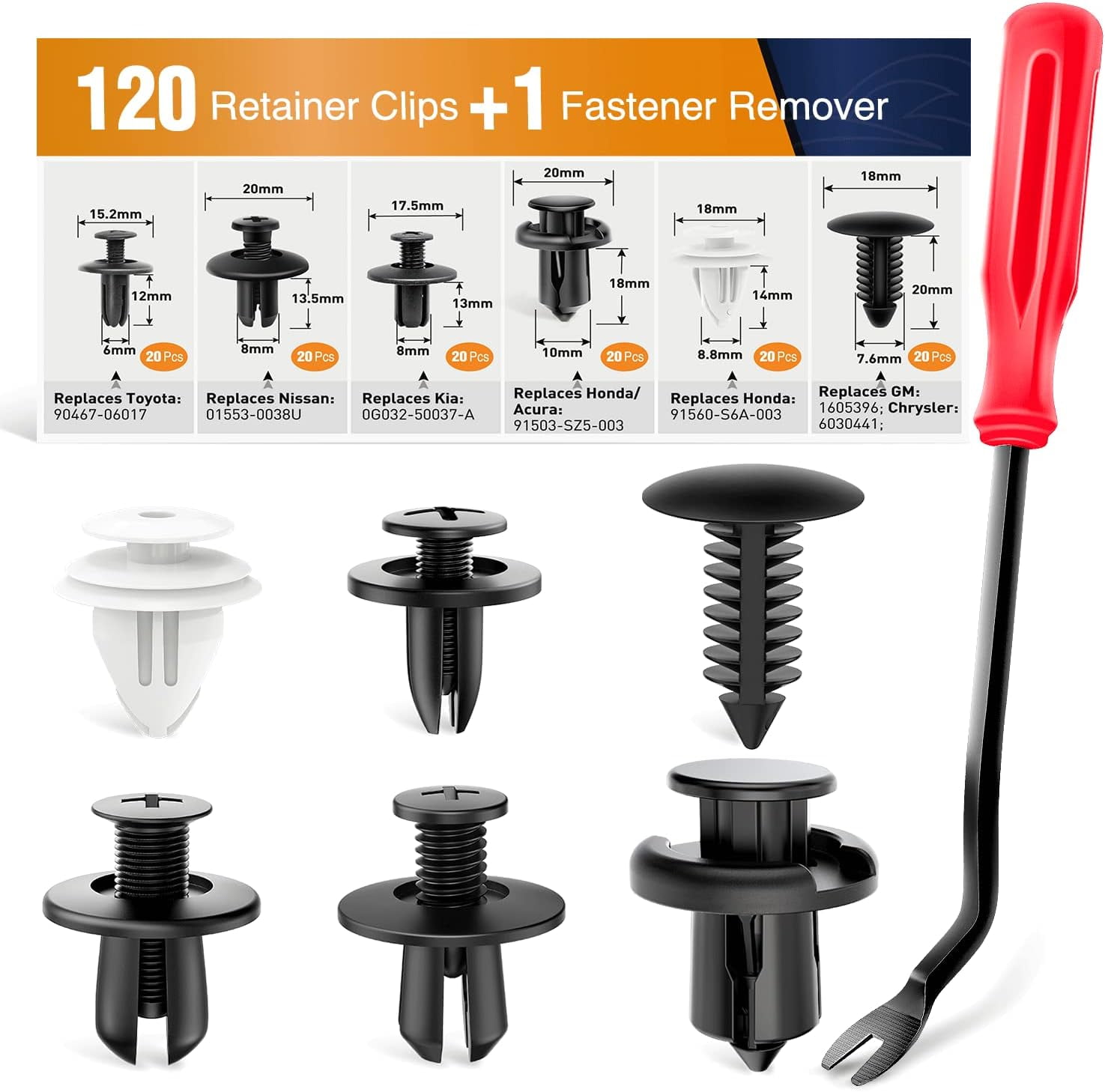 Universal Plastic Fender Clips,Push Bumper Fastener Rivet Clips with 6 ...