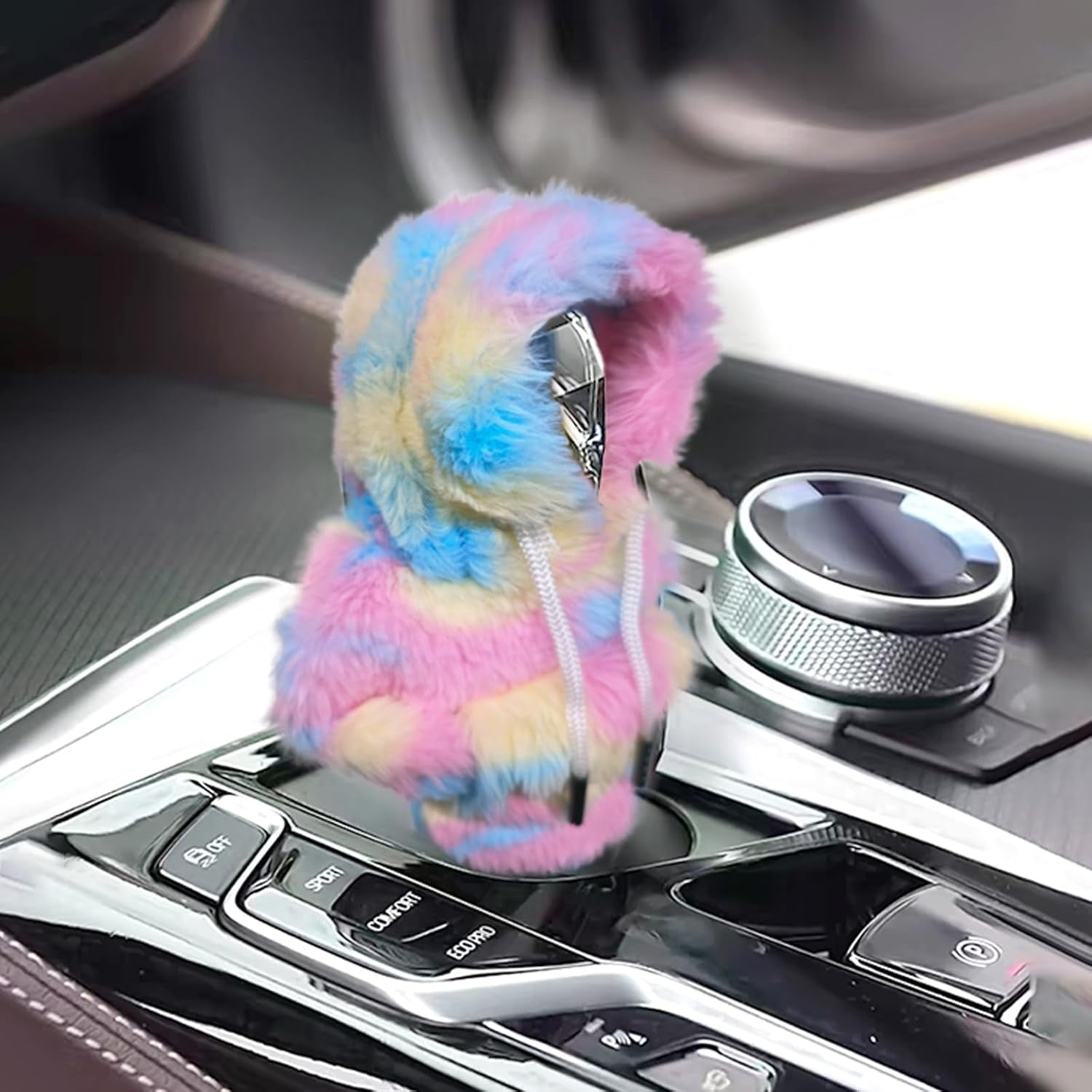 Universal Plush Hoodie Car Shift Knob Cover, Cozy Gear Shift Cover for ...