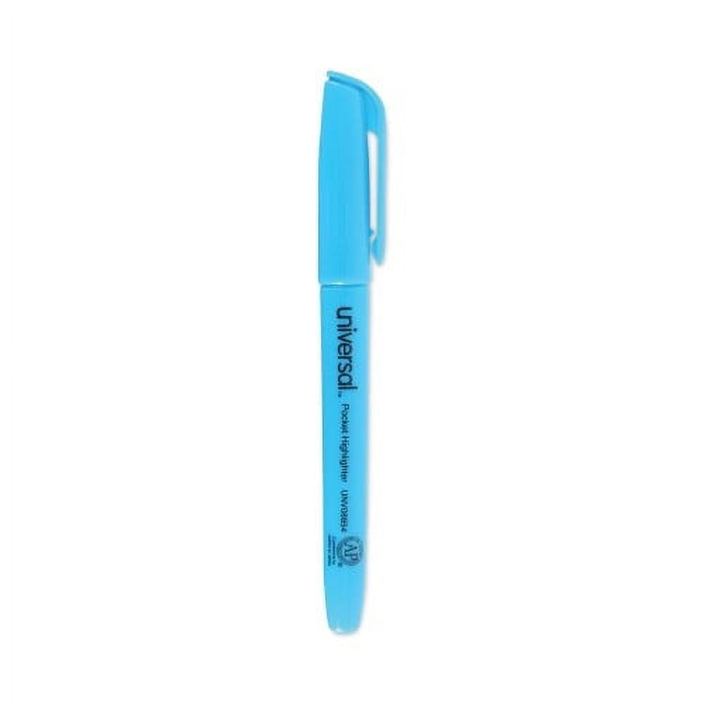 Universal Pocket Highlighters, Fluorescent Blue Ink, Chisel Tip, Blue ...