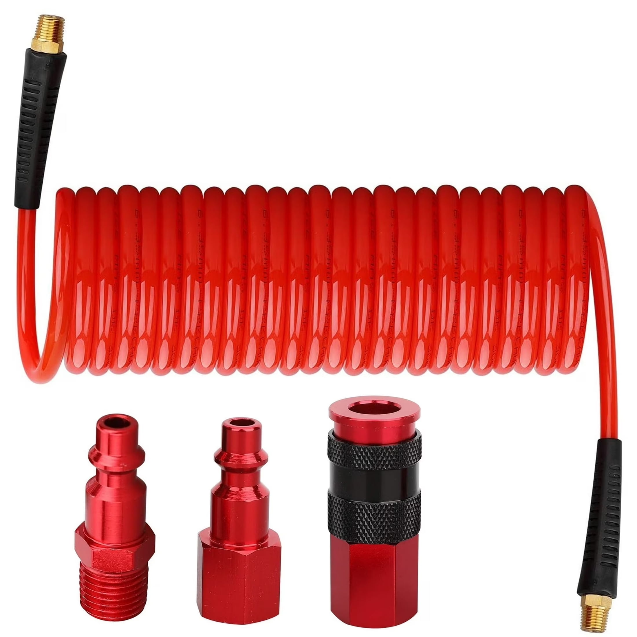 Polyurethane Recoil Air Hose 1/4" x 25 ft with Bend Restrictors ...