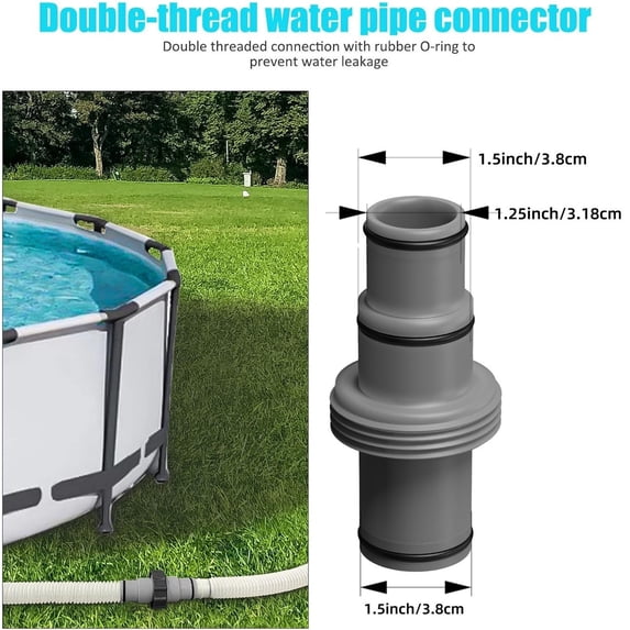 Universal Pool Accessory Replacement 1.5In to 1.25In Straight Connector ...