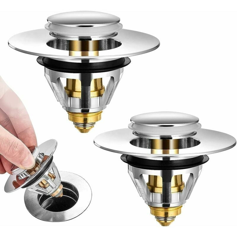 Universal Pop-Up Basin Drain, 2 Piece Anti-Lock Drain Flange, Stainless ...