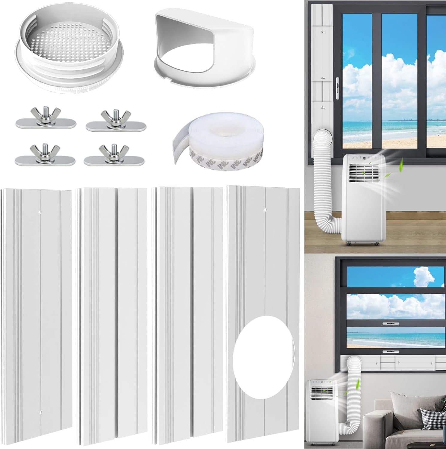 "Universal Portable AC Window Kit - Fits 5.1" & 5.9" Exhaust Hoses ...