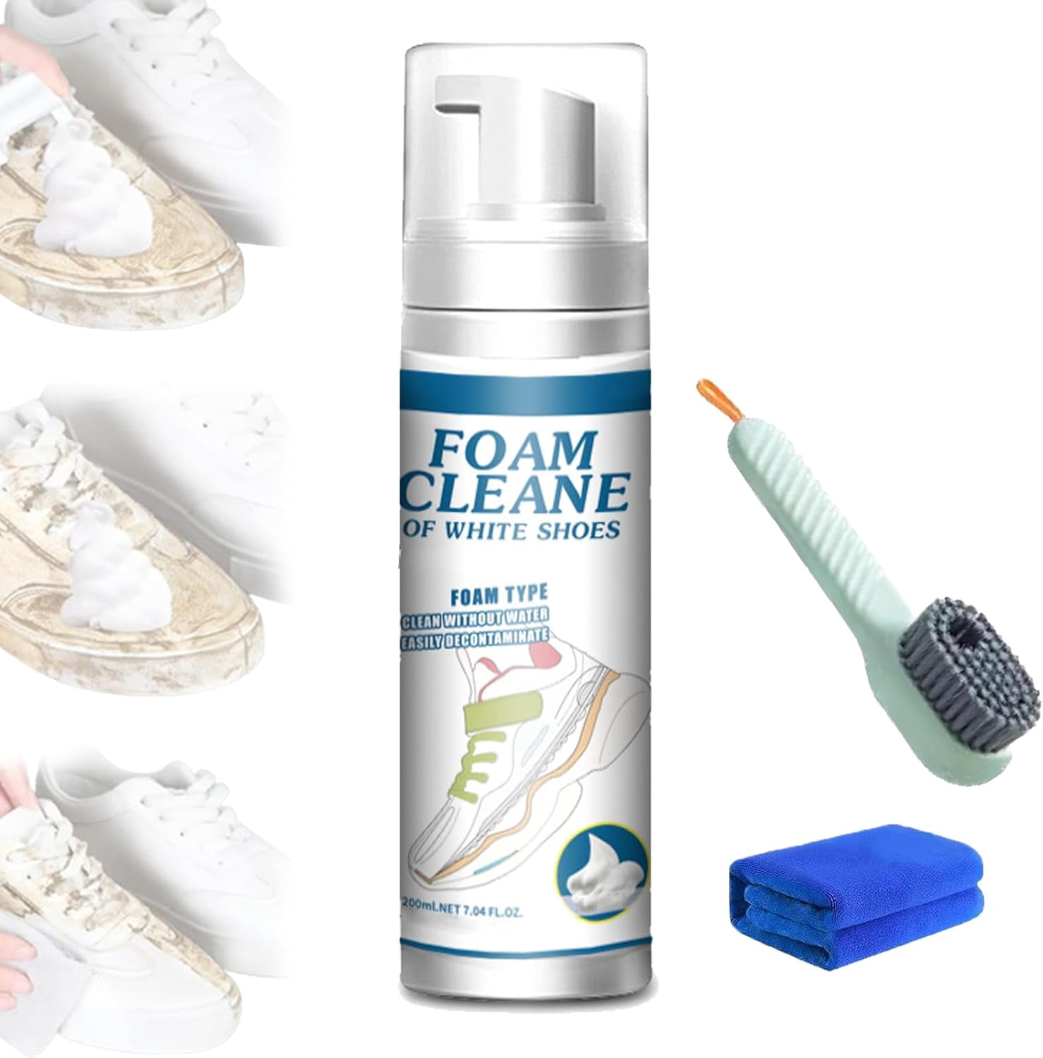 Universal Portable No-Rinse Foam Cleaner for Shoes,7.05 Oz Foam Shoe ...