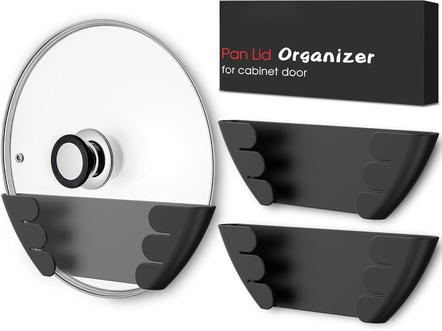 Universal Pot Lid Organizer for Cabinet - 6 Pack Pan Lids Organizers ...