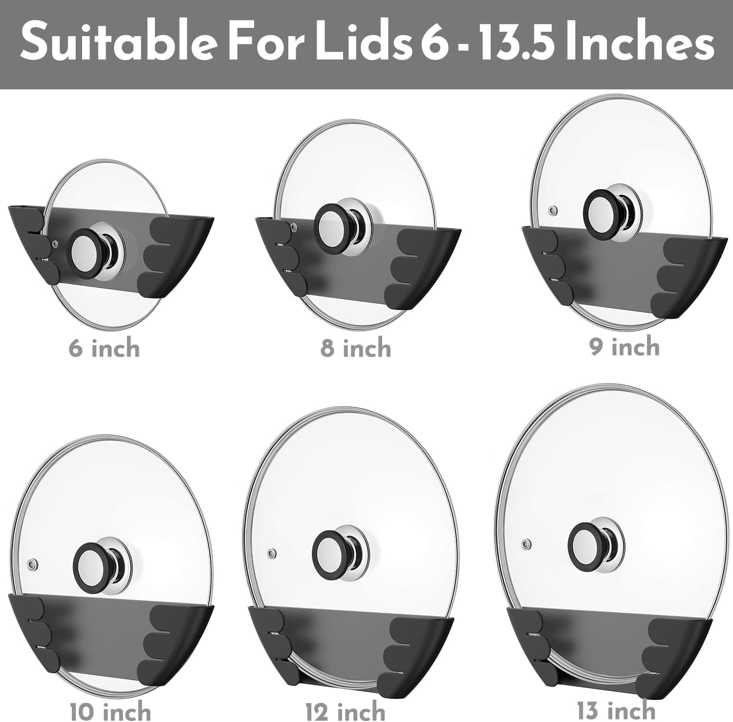 Universal Pot Lid Organizer for Cabinet - Upgraded Patented 6 Pack Pan ...