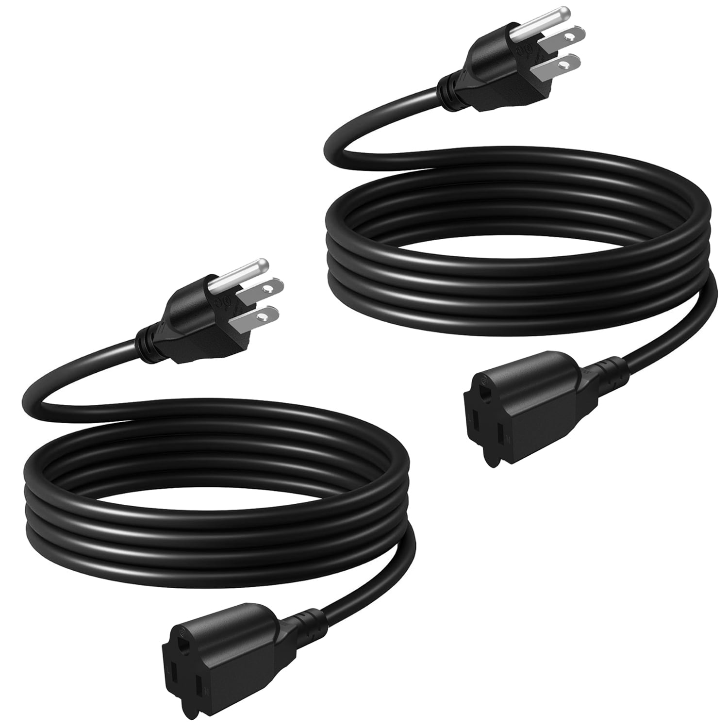 Universal Power Extension Cord Cable Strip (12FT) - (2 Pack) NEMA 5-15R ...