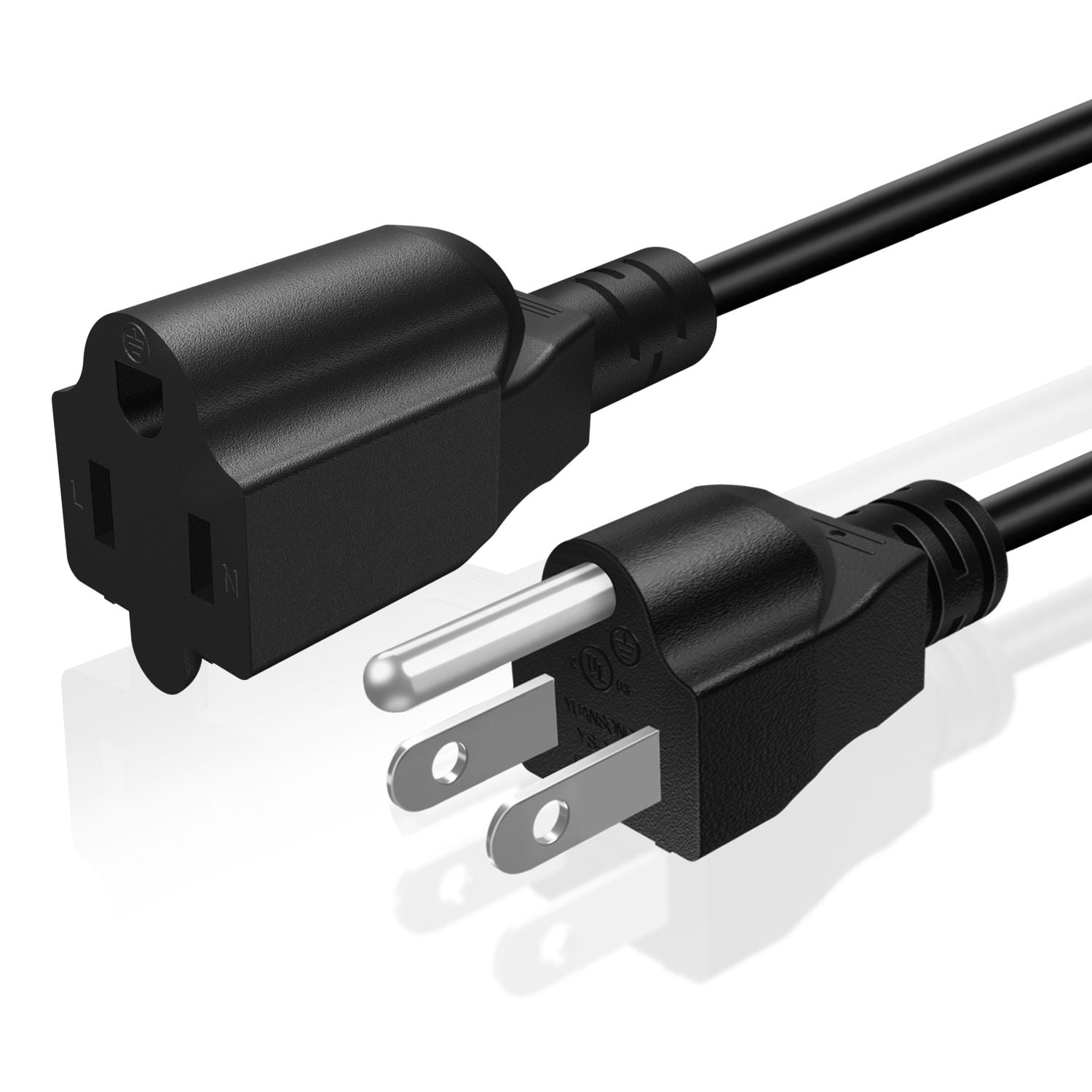 Universal Power Extension Cord Cable Strip (1FT) - NEMA 5-15R to NEMA 5 ...