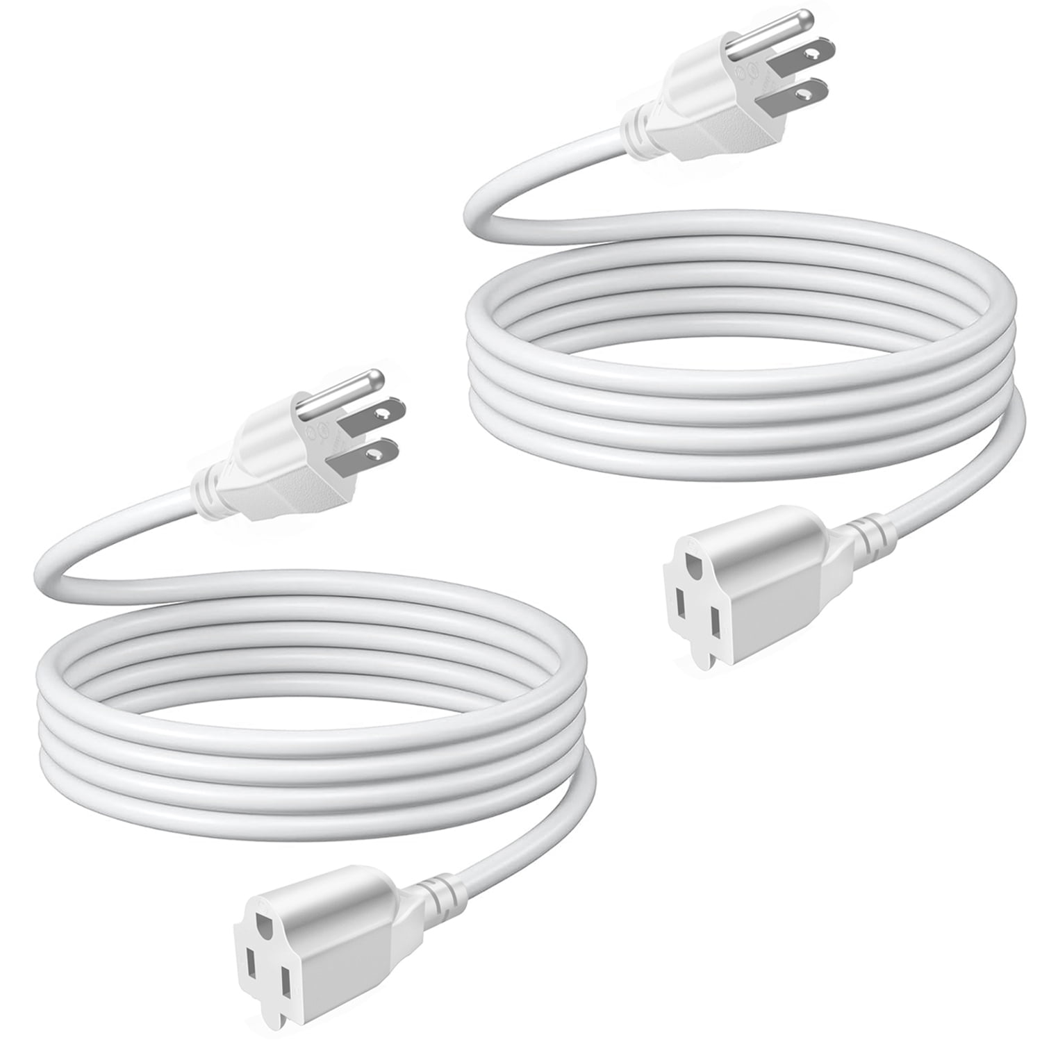 Universal Power Extension Cord Cable Strip (3FT) - (2 Pack) NEMA 5-15R ...
