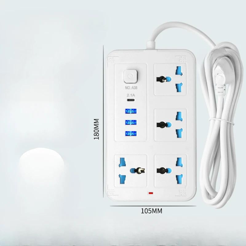 Universal Power Strip Electric Socket 4 6 OUTLETS EU UK US AU KR Plug ...