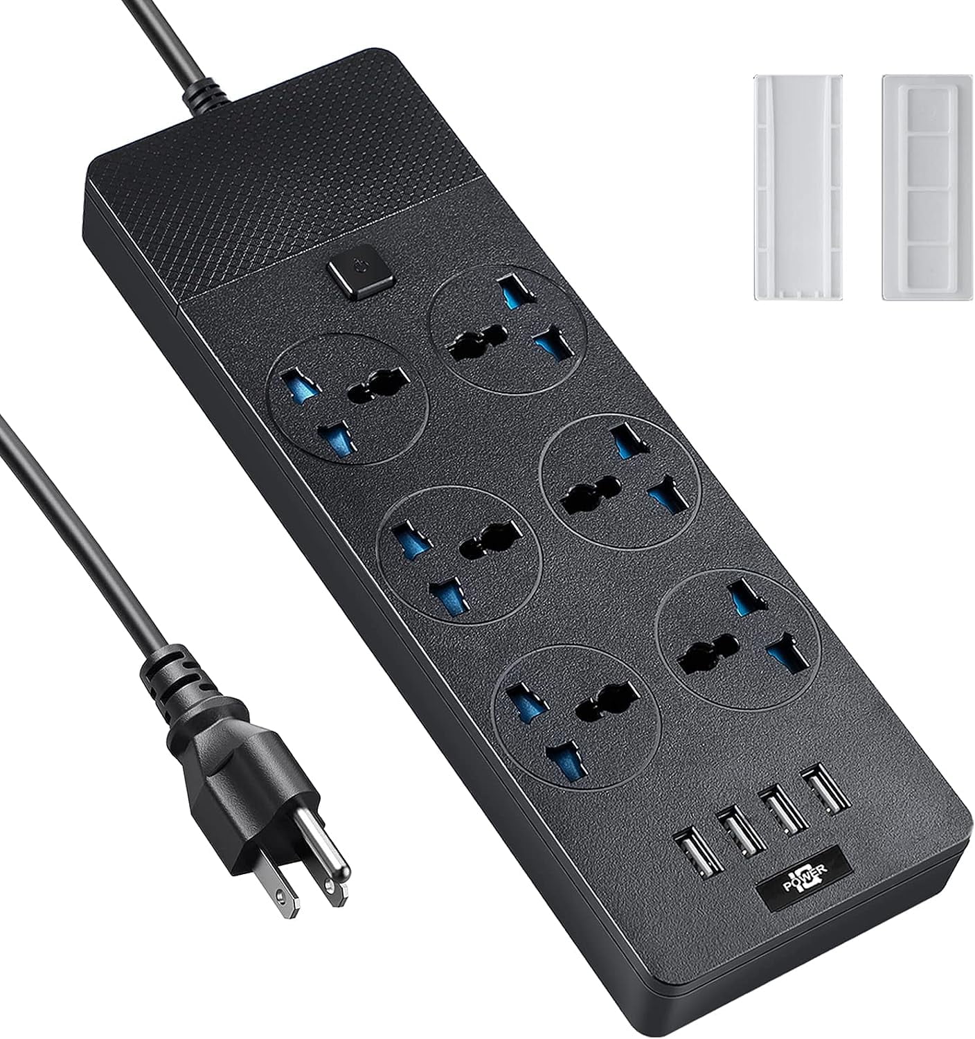 Universal Power Strip, Jumpso 6ft Extension Cord with Multiple Outlets, 110-240v, 3000w Power ...
