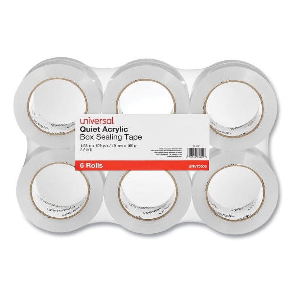 Universal Quiet Tape Box Sealing Tape, 3" Core, 1.88" x 109 yds, Clear ...