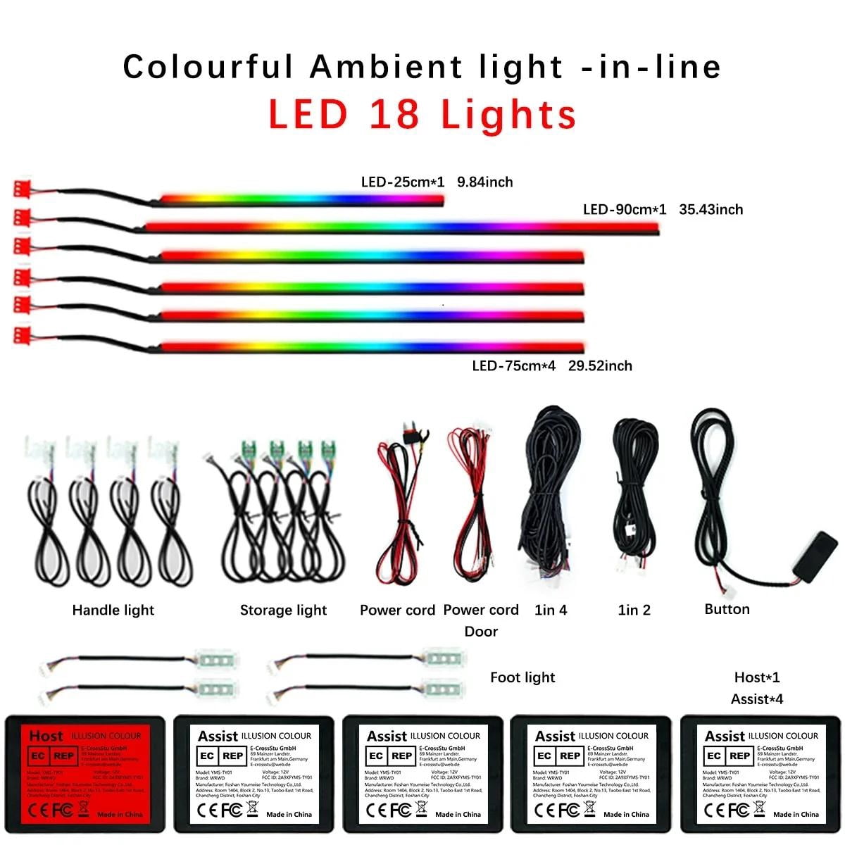 Universal RGB Symphony Car Interior Ambient LED Lights Colorful ...