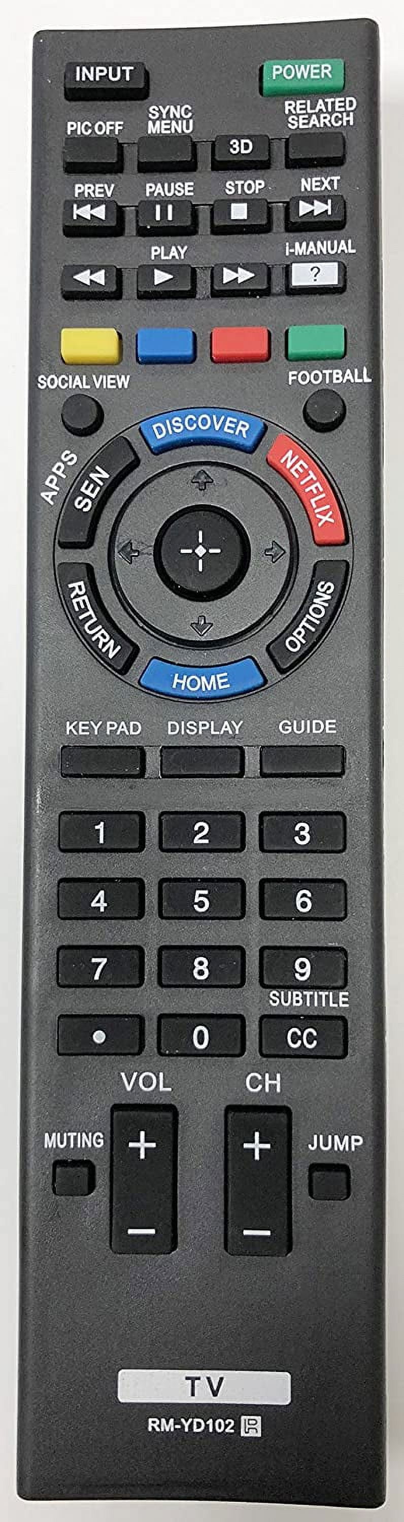 Universal RM-YD102 Remote Control for Sony Smart HDTV Television with ...