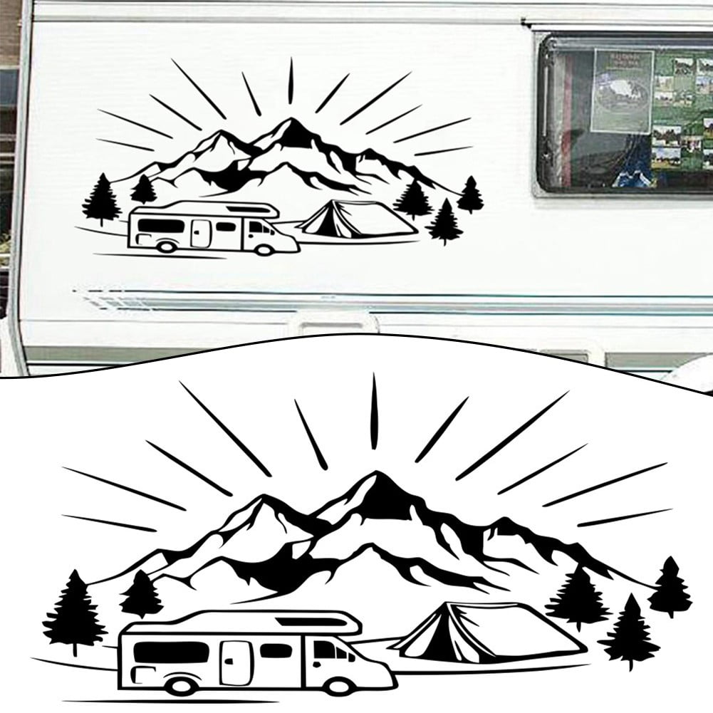 Universal Rv Adventure Mountain Trees Camper Sticker Graphic Decal ...