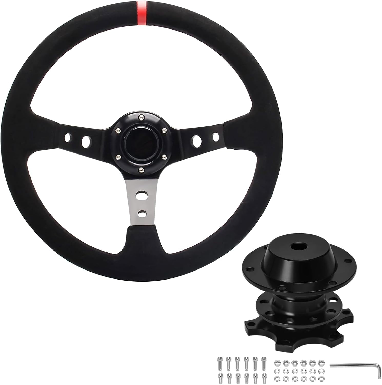 Universal Racing Steering Wheel, 14"/350mm Deep Dish 6 Bolt Fit for JDM ...