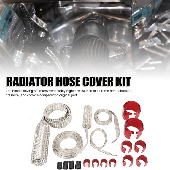 Universal Radiator Hose Sleeving Steel Braided Hose Cover Kit Engine ...