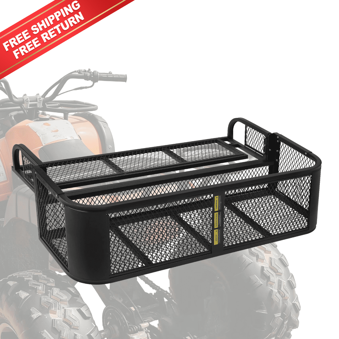 Universal Rear Cargo Basket for ATV UTV Heavy Duty Steel Drop Storage ...