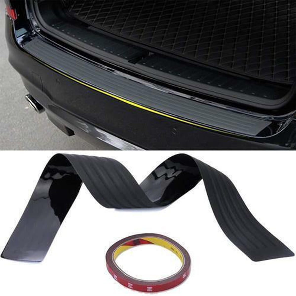 Universal Rear Guard Bumper Protector Trim Cover Sill Trunk Scuff Plate ...