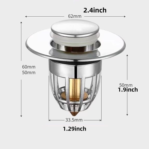 Universal Rebound Drain Plug Filter Basin Pop-up Chrome Sink Filter ...