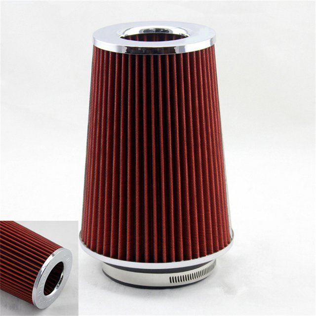 Universal Red 3" Inlet Car Truck Long Ram Cold Air Intake Filter Cone ...