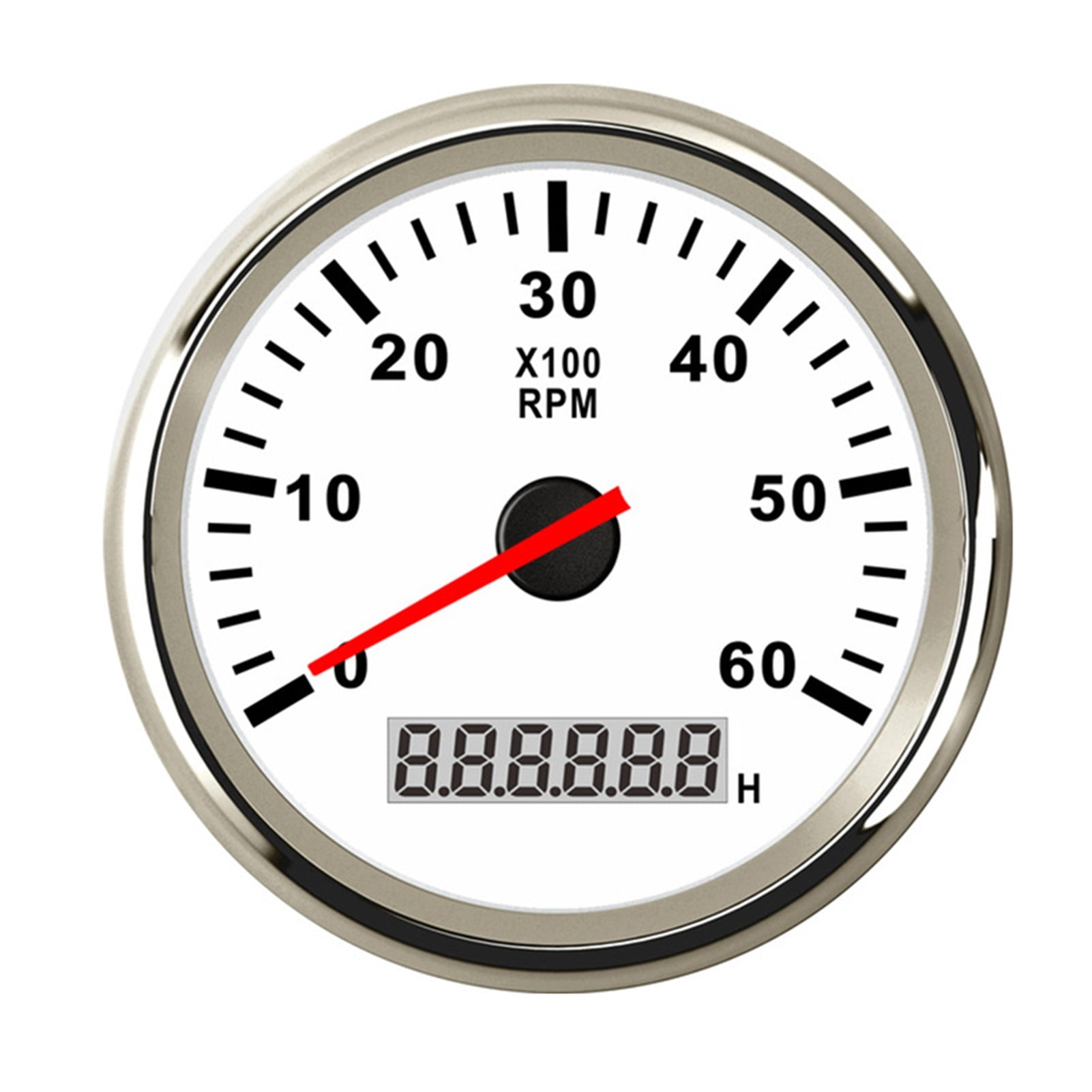 Universal Red Backlight 6K Tachometer Gauge with LCD Hourmeter For Car ...