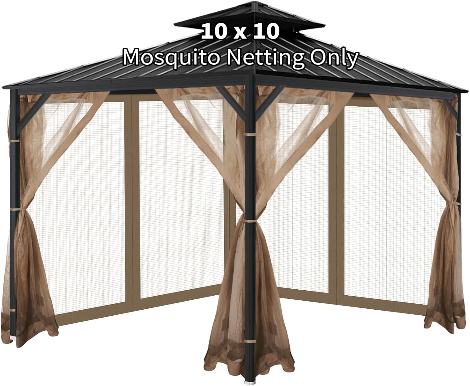 Universal Replacement Mosquito Netting, 10'x10' Gazebo Netting Outdoor ...