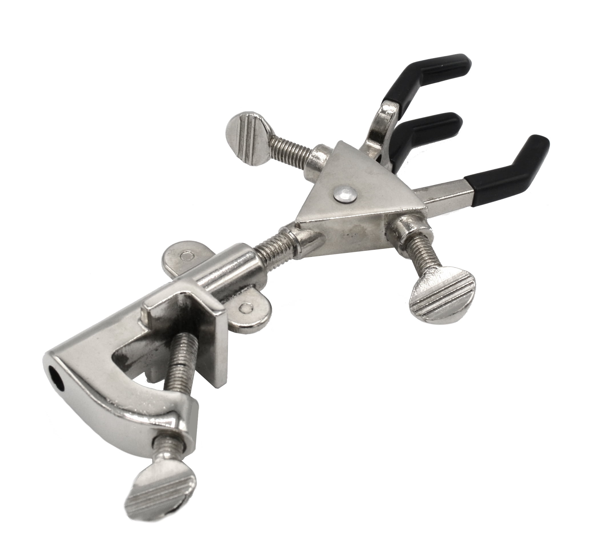Universal Retort Clamp - 3 Prong, Double Adjustable - Non-Slip Vinyl ...