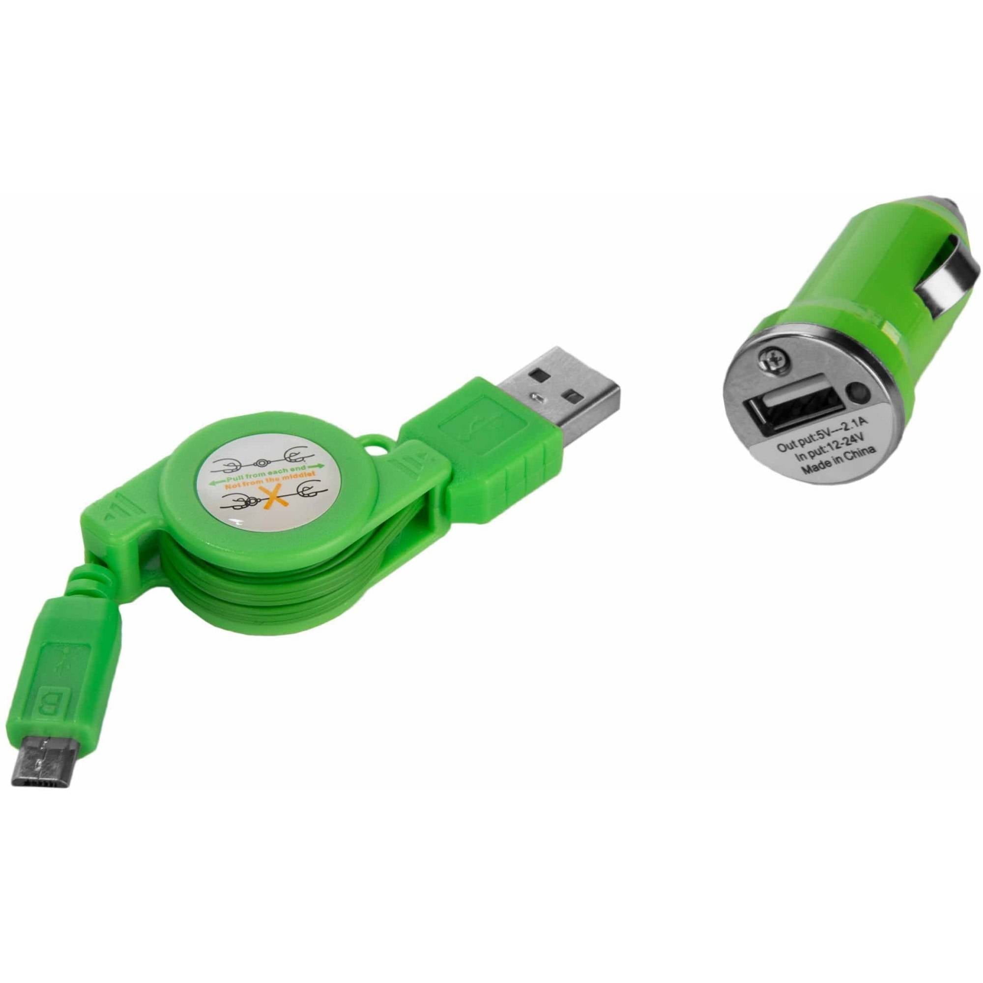 Universal Retractable 2.1A mini USB Car 3 Feet Charger Cable with Micro ...