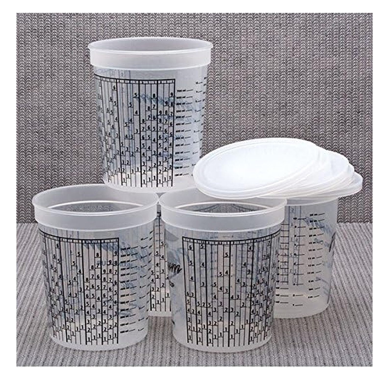 Universal Reuseble Mixing Cups with Measuring Marks 1 QT 5 PC Set ...