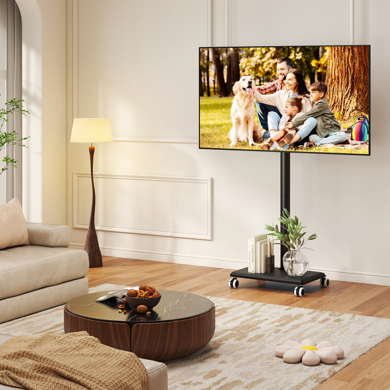 TAVR Furniture Rolling TV Cart Stand with Swivel Mount for 32-60 inch ...
