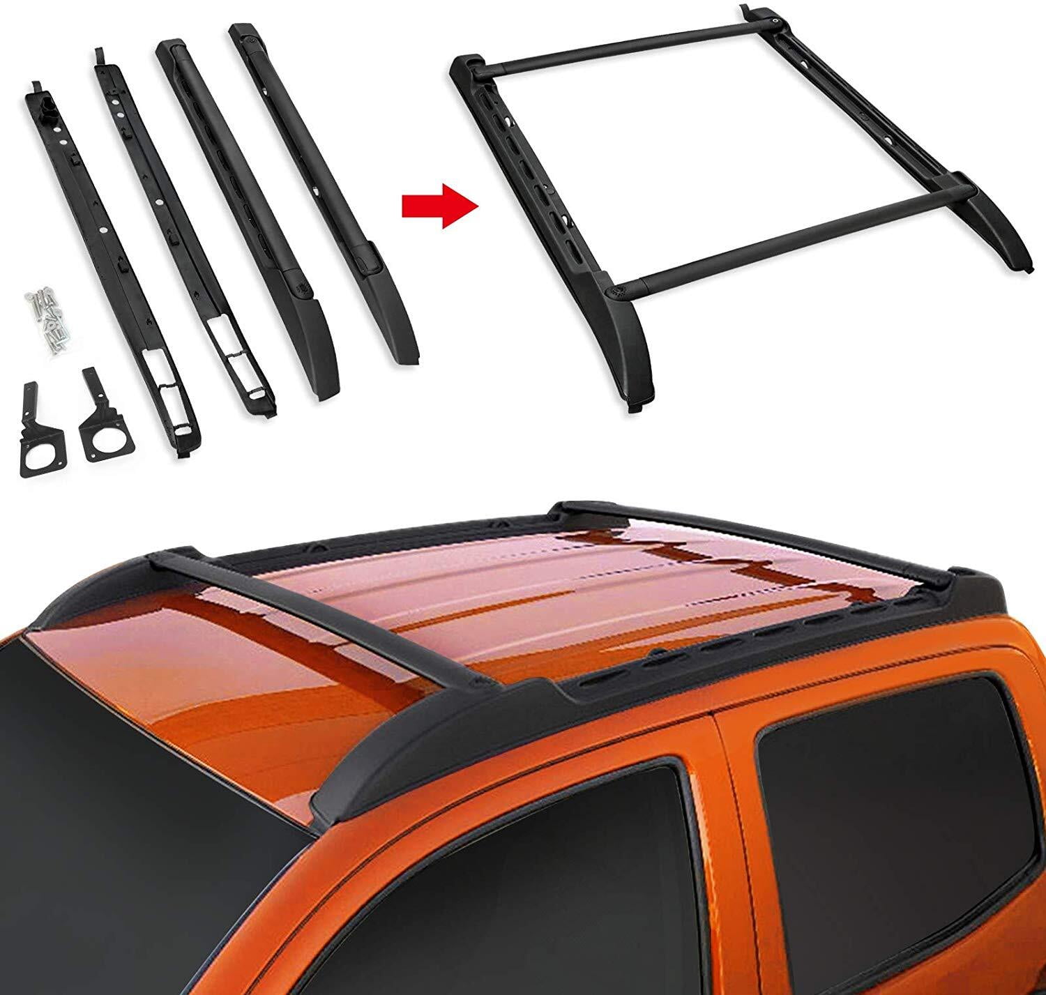"Universal Roof Rack Cross Bars + Side Rails Set for Mid-Size Pickup ...