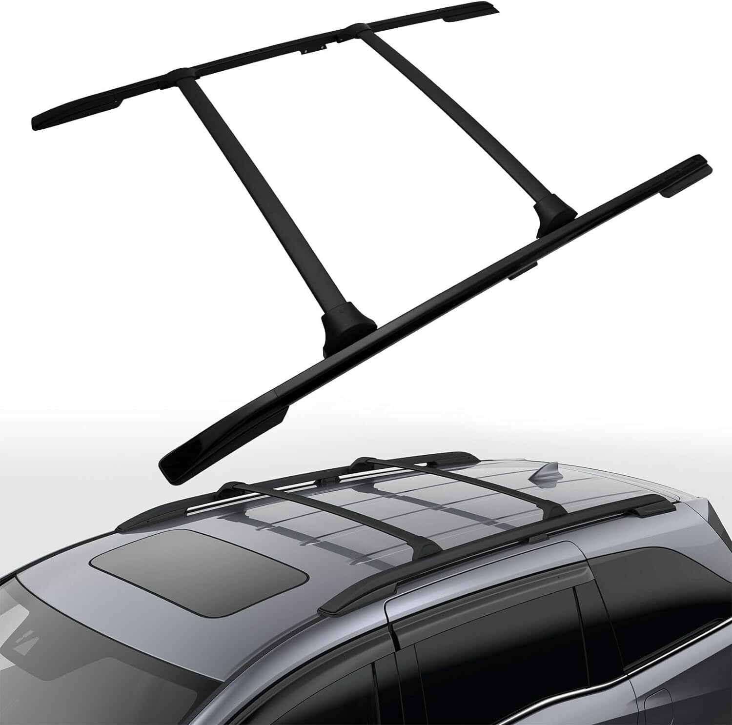 "Universal Roof Rack Cross Bars + Side Rails for Minivans (Fits 2018 ...