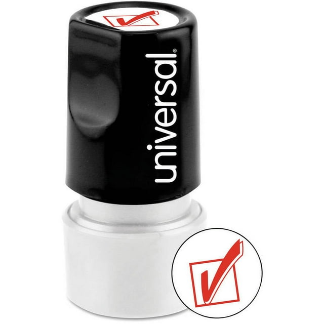 Universal Round Message Stamp, CHECK MARK, Pre-Inked/Re-Inkable, Red, 2 ...