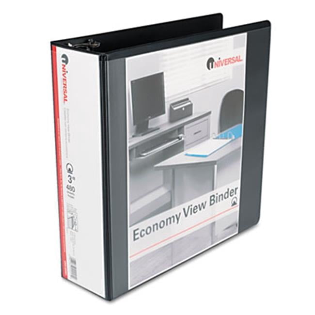 Universal Round Ring Economy Vinyl View Binder 3'' Capacity Black ...