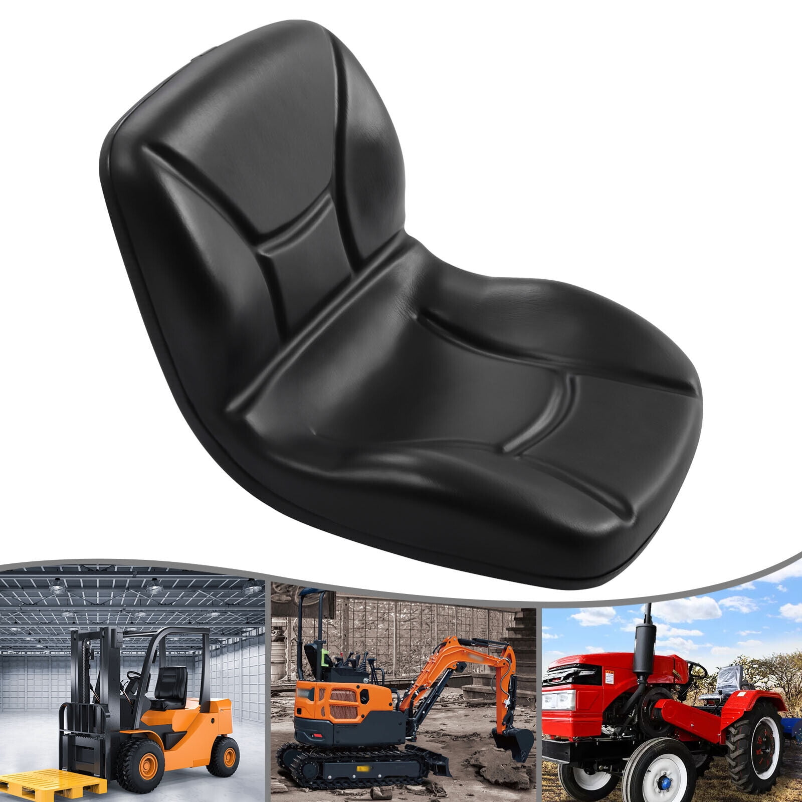 Universal Seat Replacement, Compact High Back Tractor Seat, Black Vinyl ...
