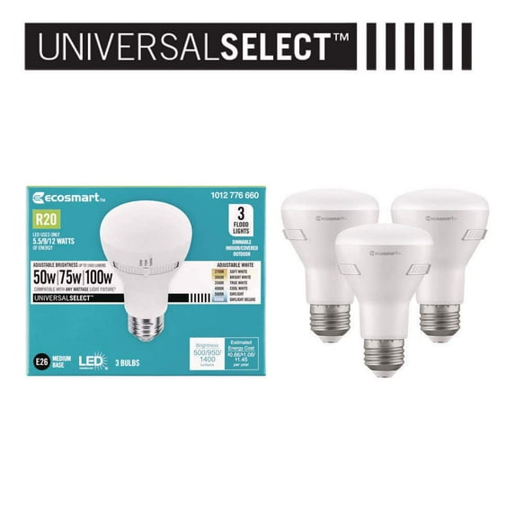 Universal Select 50/75/100-Watt Equivalent R20 Dimmable LED Flood Light ...