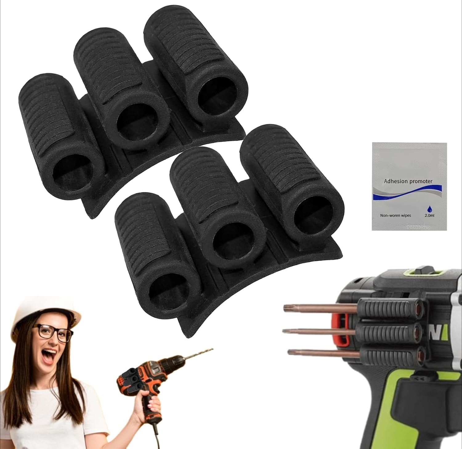 Universal Self-Adhesive Drill Bit Gripper, High Strength Adhesive Drill Add-On, Holster Bits ...