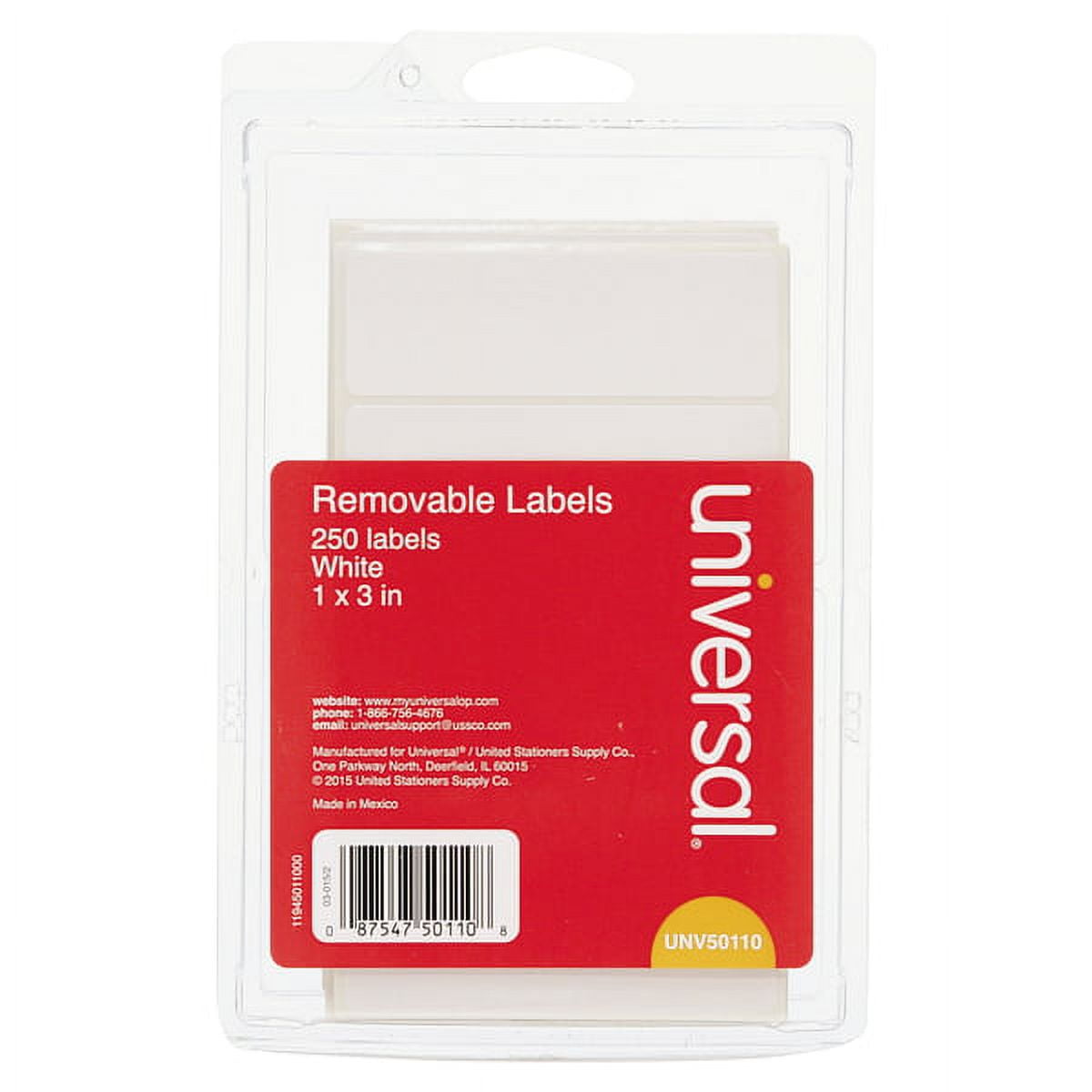 Universal® Self™Adhesive Multi™Use Labels, UNV50110, 1" x 3", White ...