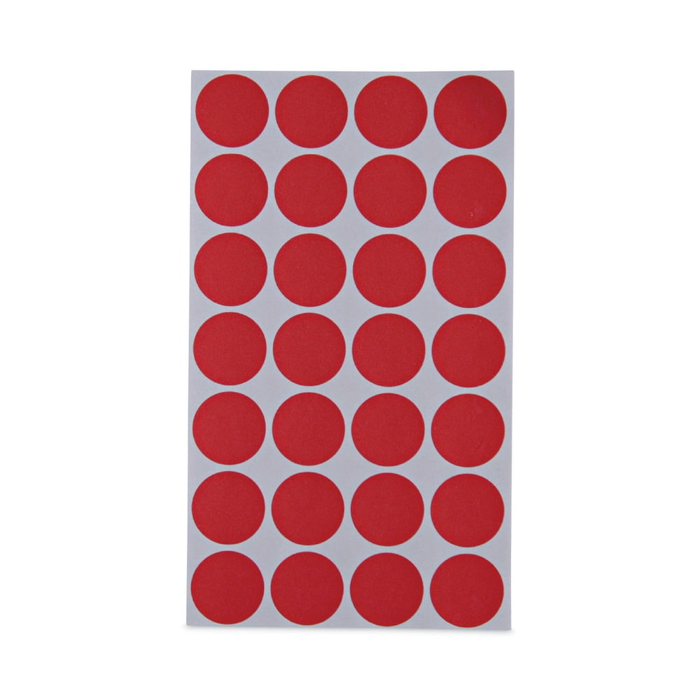 Universal Self-Adhesive Removable Color-Coding Labels, 3/4" dia, Red ...