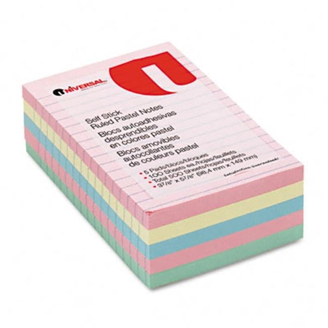 Universal Self-Stick Notes 4 x 6 Four Pastel Colors Five 100-Sheet Pads ...