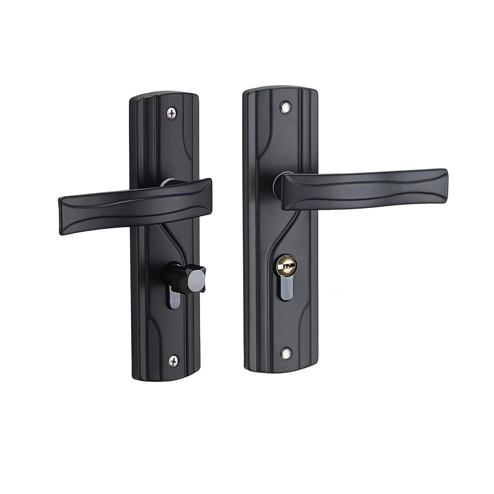 Universal Silent Solid Wood Door Handle Lock Black Privacy Interior ...