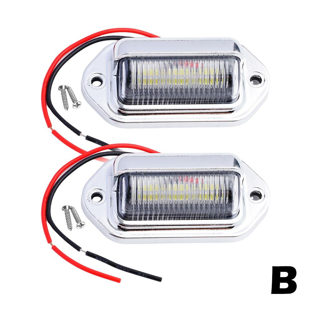 Universal Silver 6 Led License Plate Tag Lights Lamps For Truck Suv Van ...