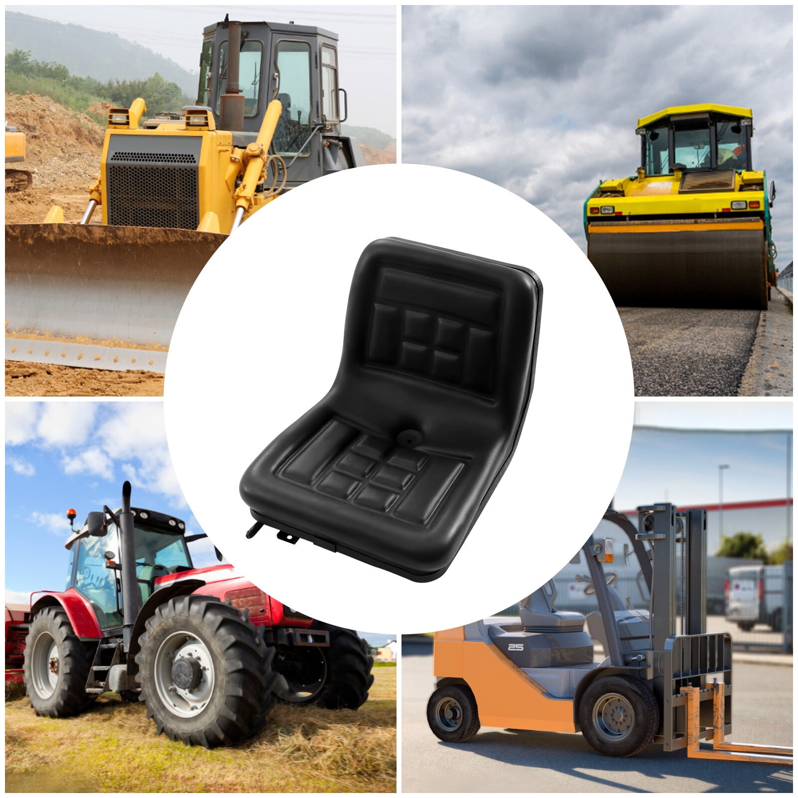 Universal Sliding Tractor Seat, PVC Cushion with Height Adjustment, 3 ...