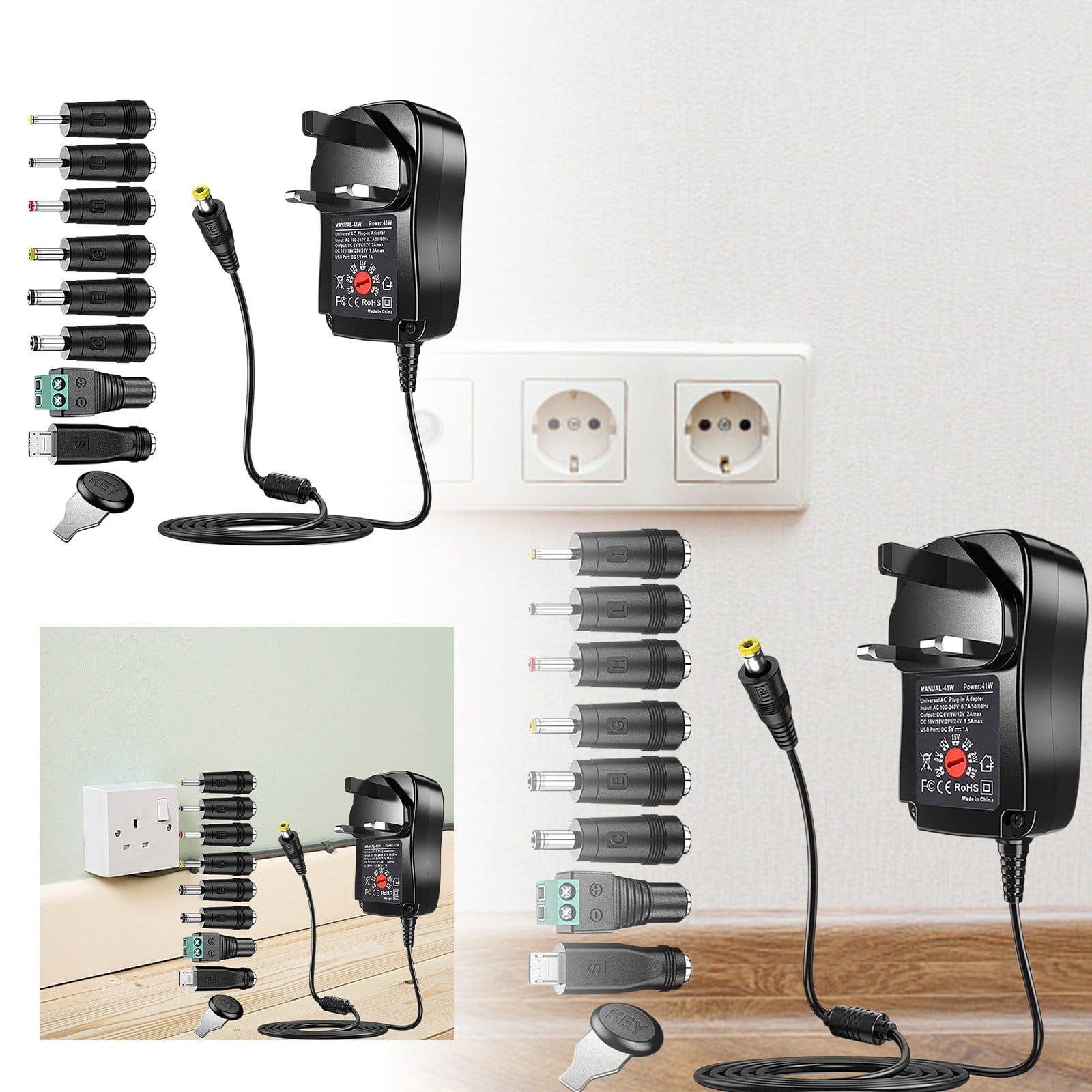 Universal Smart AC Power Adapter with Voltage Regulation and Multiple ...