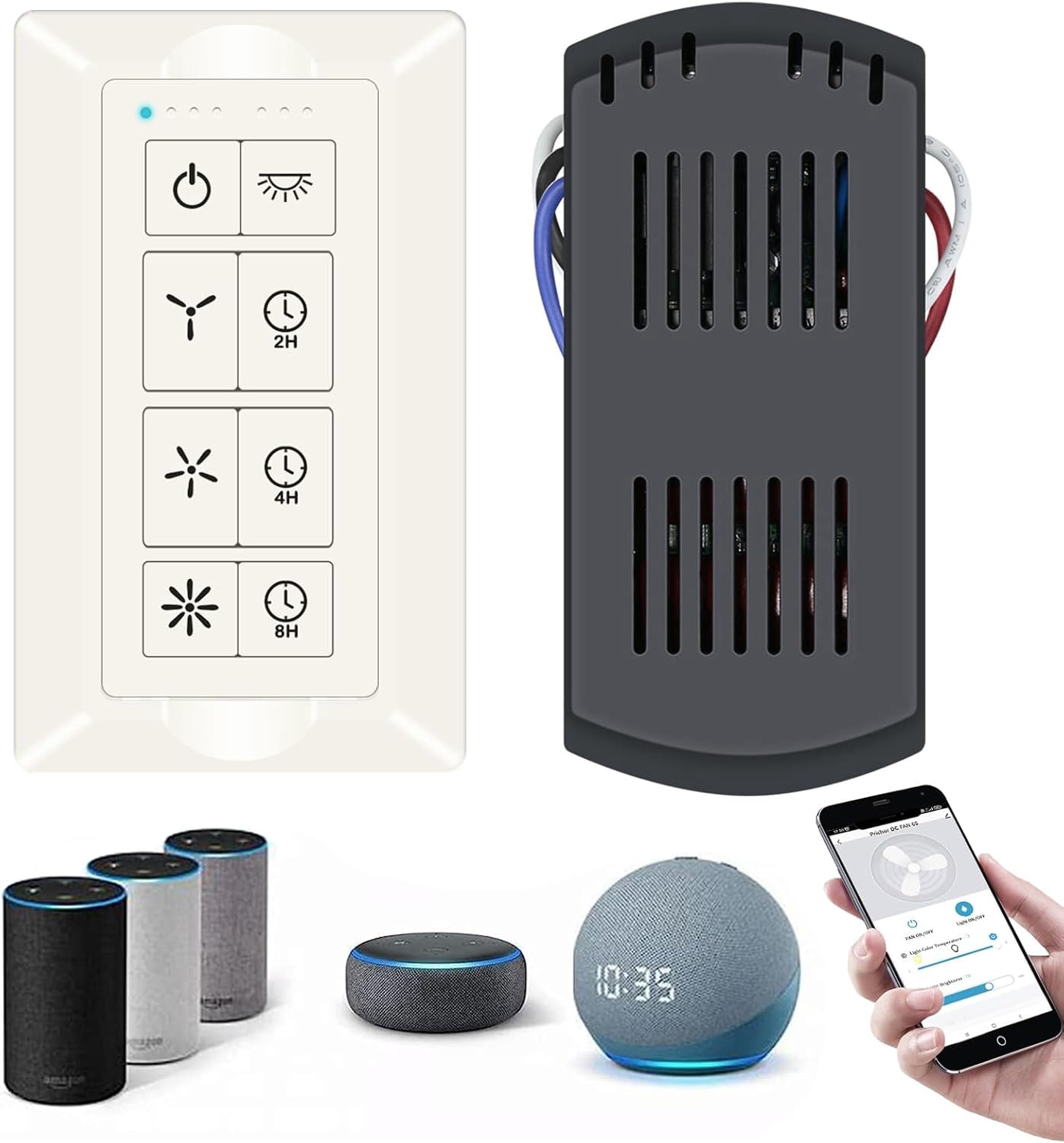 Universal Smart Ceiling Fan Remote Control and Light Dimmer, 3 Speed ...