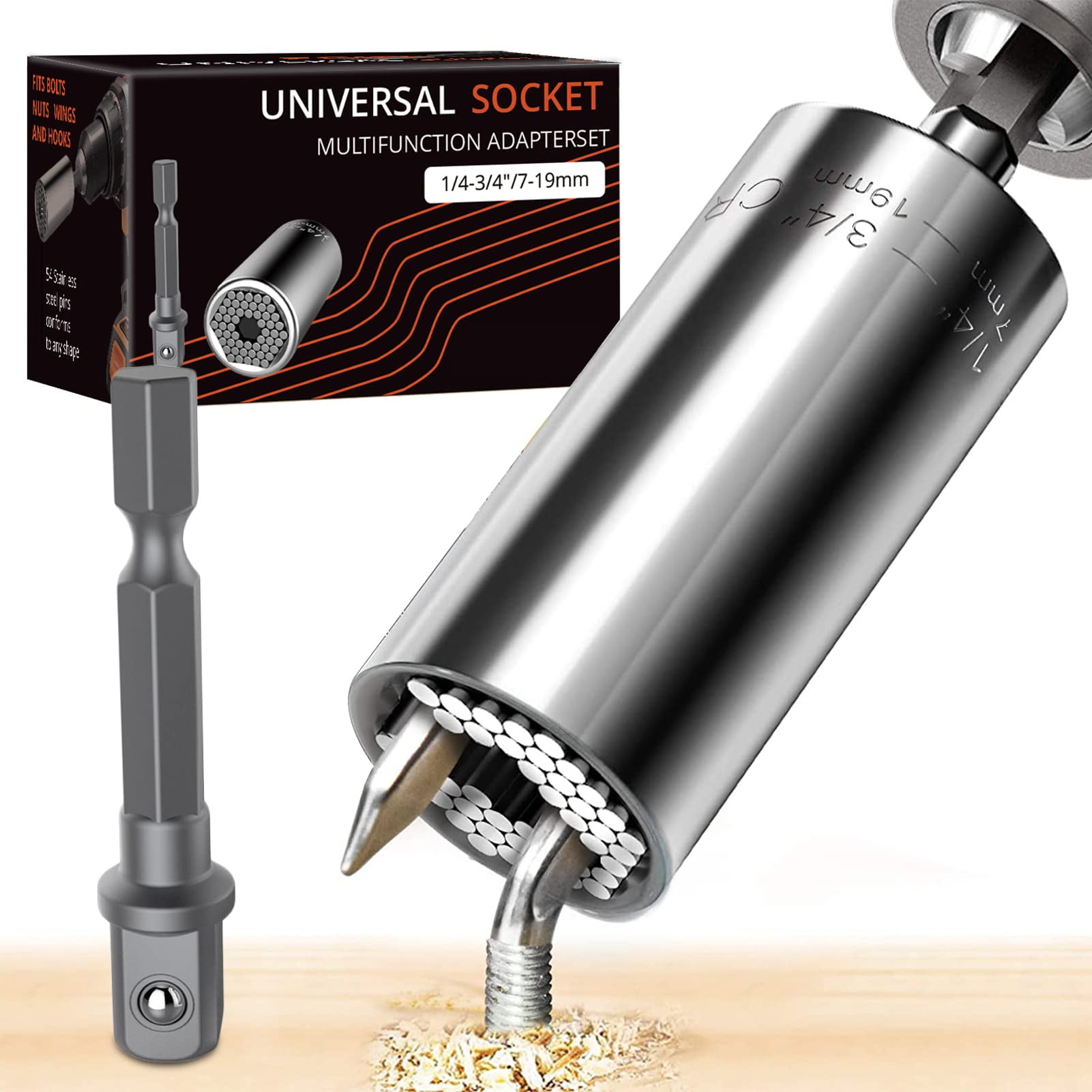 Universal Socket Tools, Christmas Gifts for Men, Self-Adjusting Socket Fits Standard 1/4'' - 3/4 ...